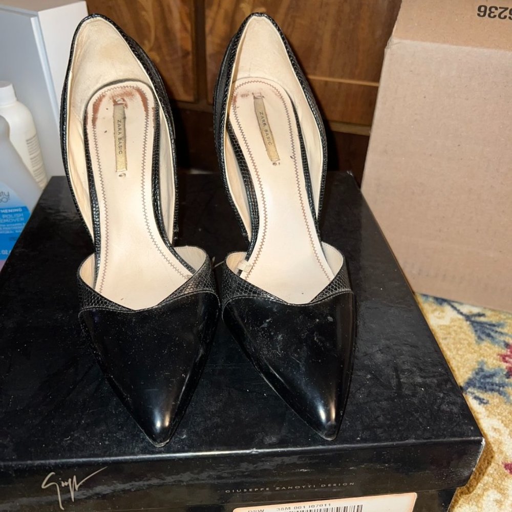 Zara Black Snake Skin Heel - Gem